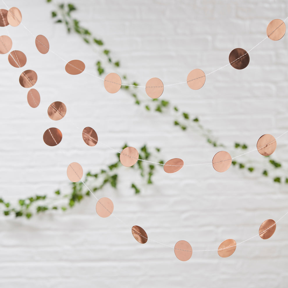 Rose Gold Circle Disc Garland for Parties | Ginger Ray