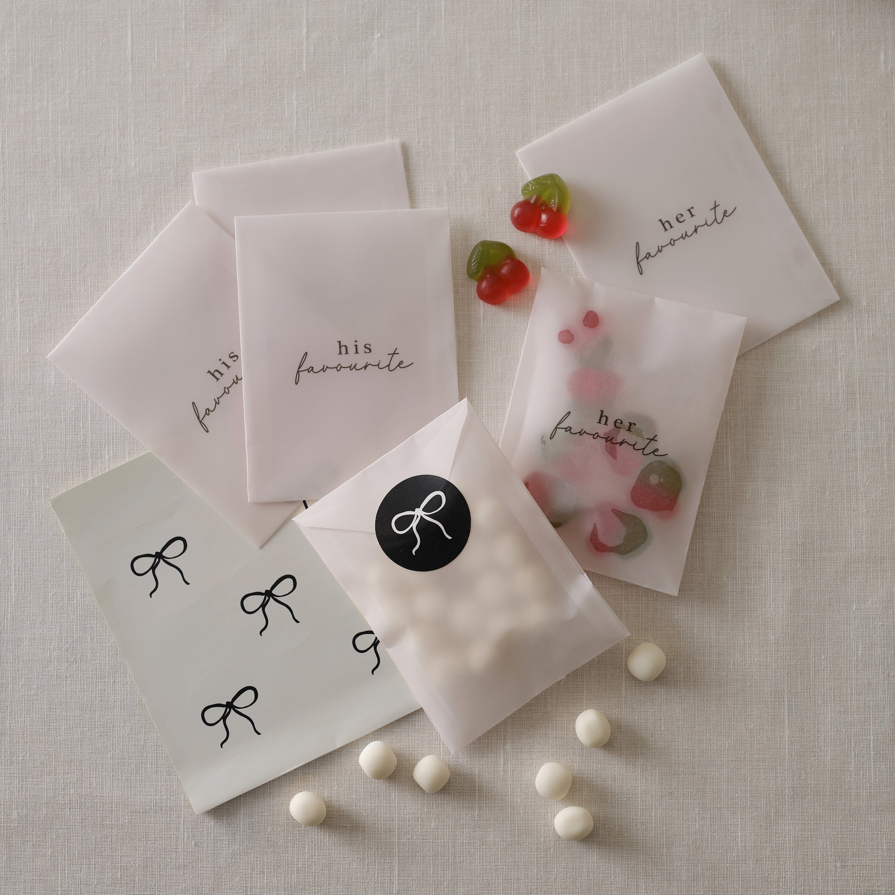 His and Hers Vellum Wedding Sweet Bags with Stickers – Ginger Ray