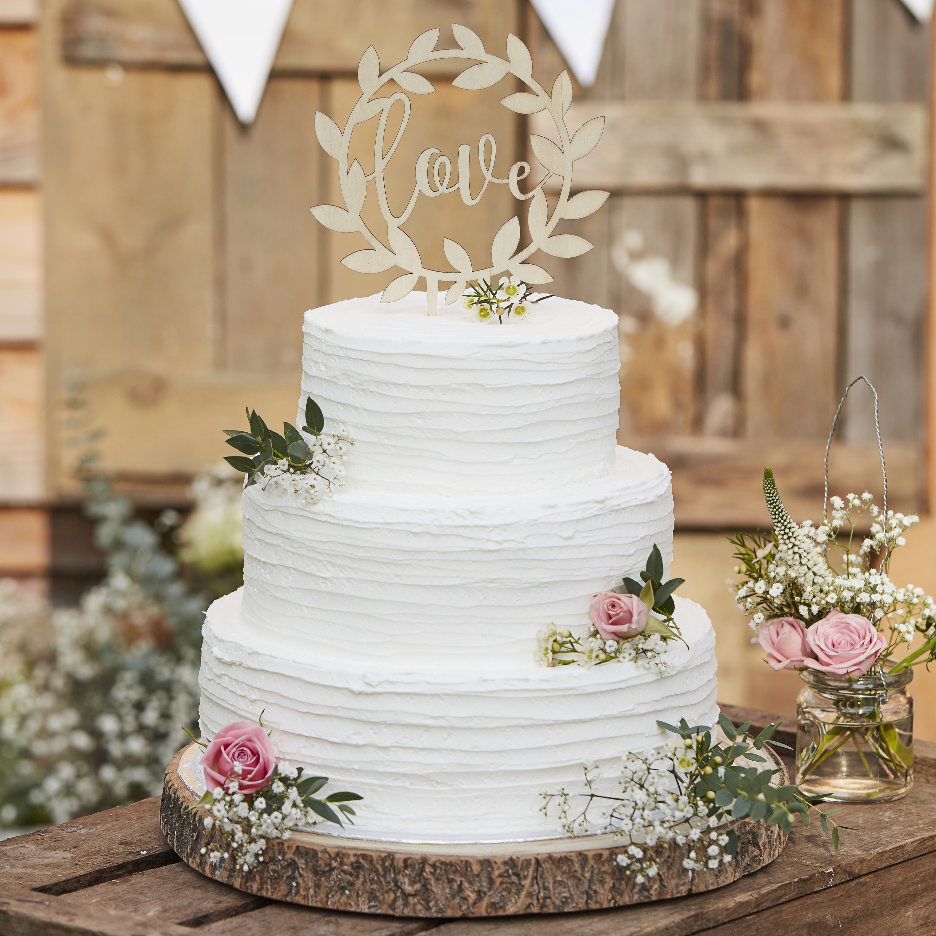 Rustic Wooden 'Love' Wedding Cake Topper | Ginger Ray | Ginger Ray