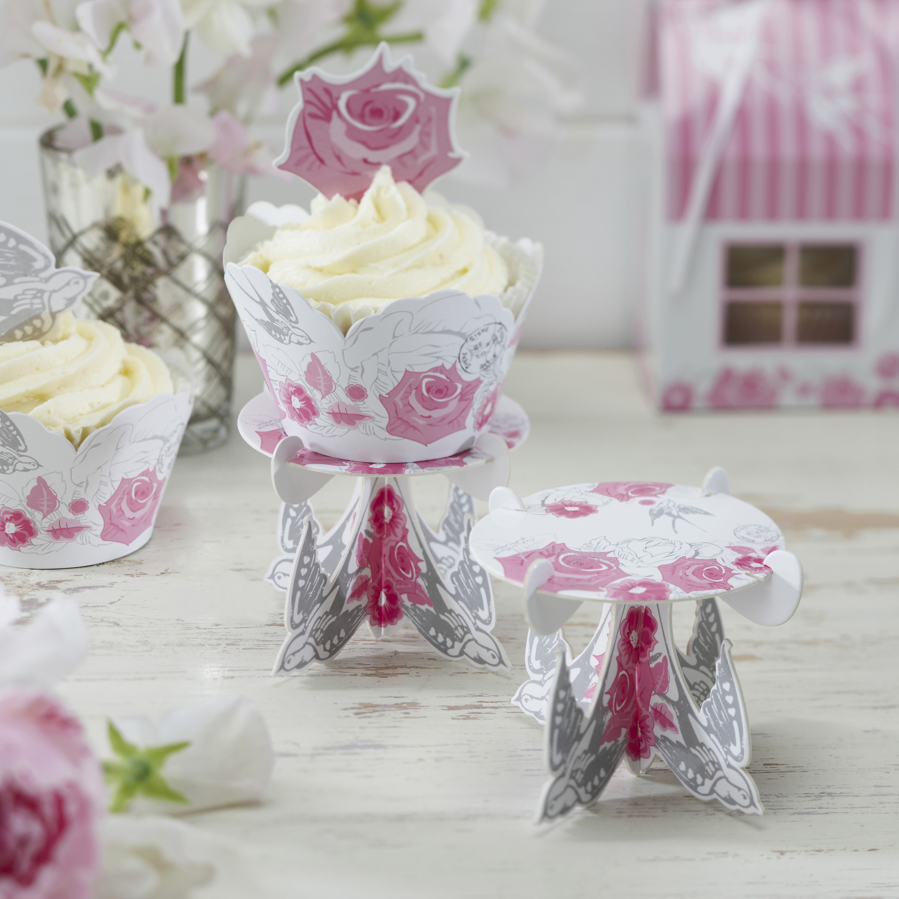 Rose & Swallow Single Cupcake Stands - Ginger Ray | Ginger Ray