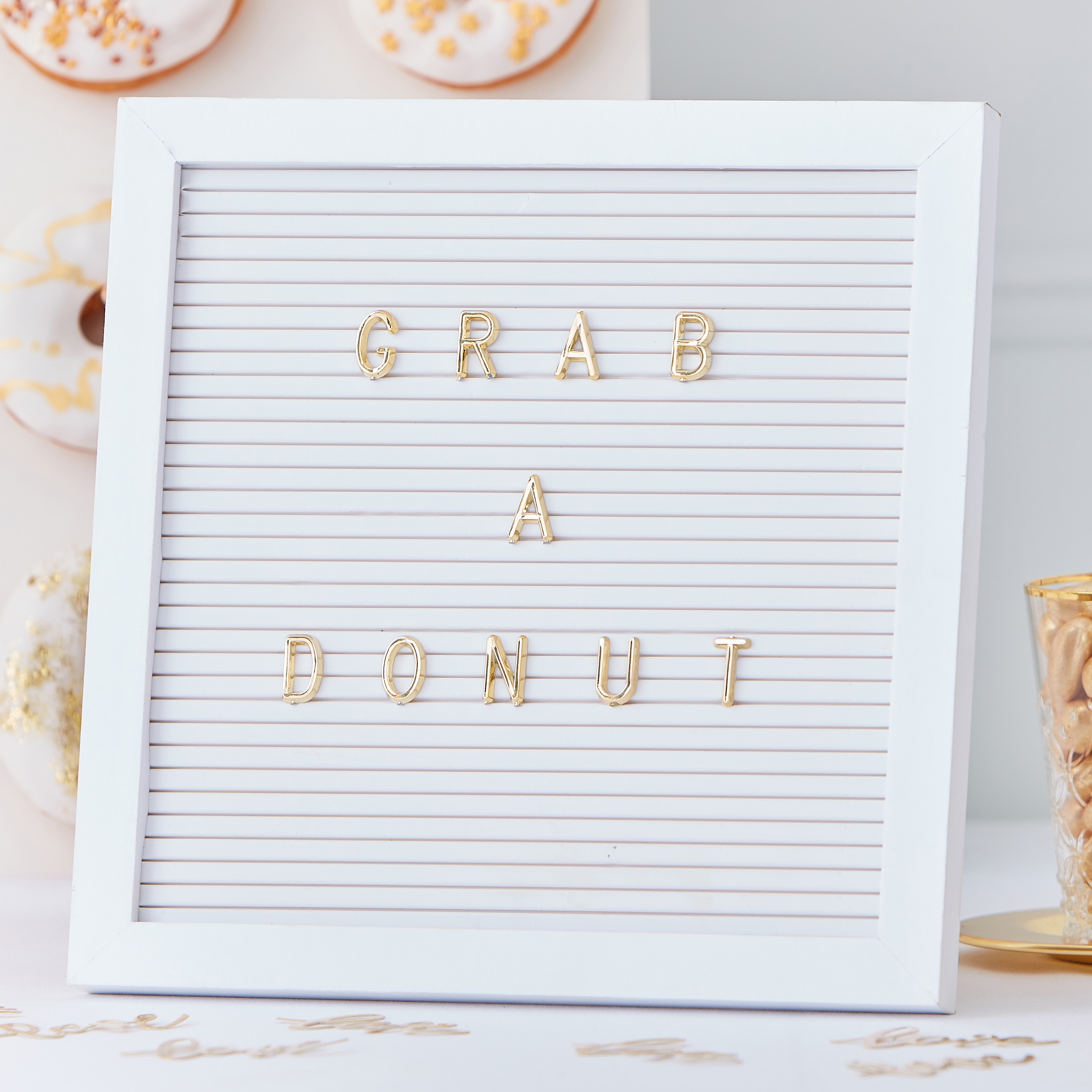 White Message Board with Gold Letters for Weddings & Parties | Ginger ...