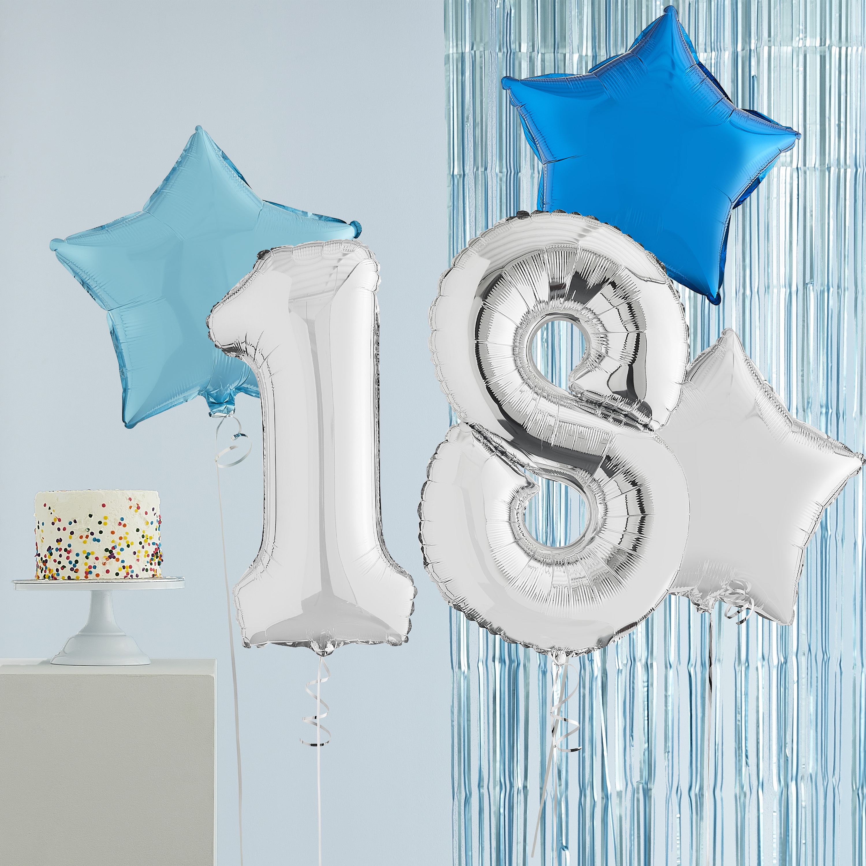 18th Birthday Silver Helium Deluxe Bunch Balloons Delivered | Ginger Ray