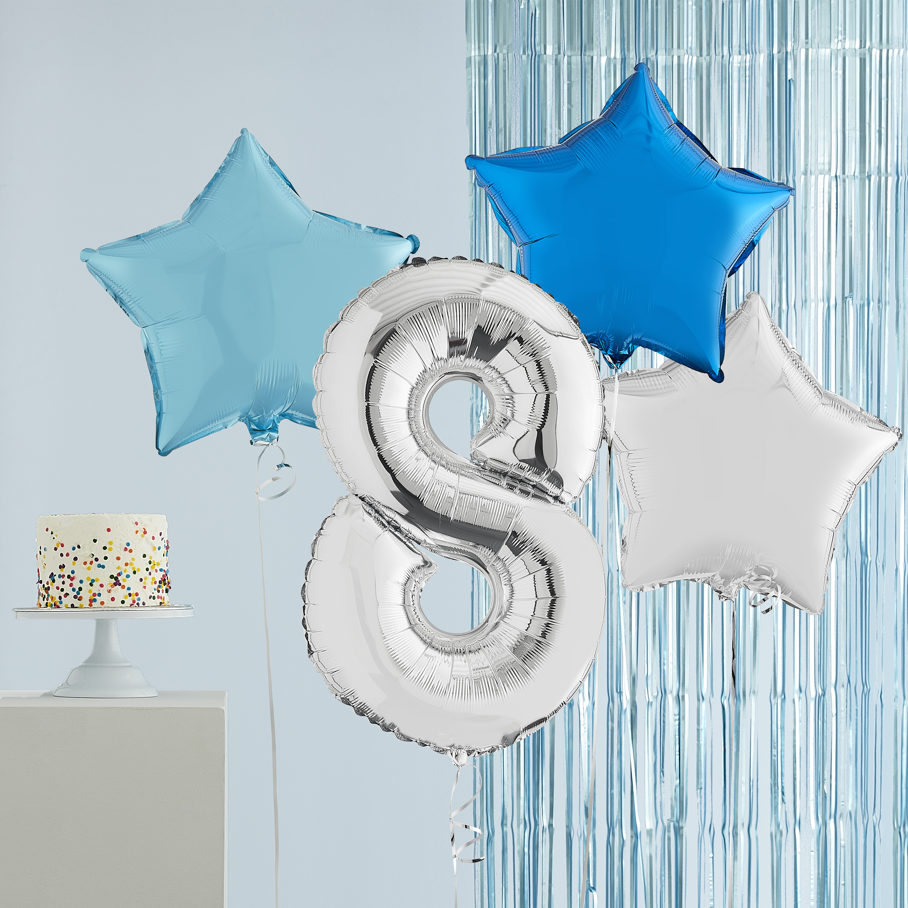 Number 8 Silver Helium Balloons Deluxe Bunch Delivered | Ginger Ray