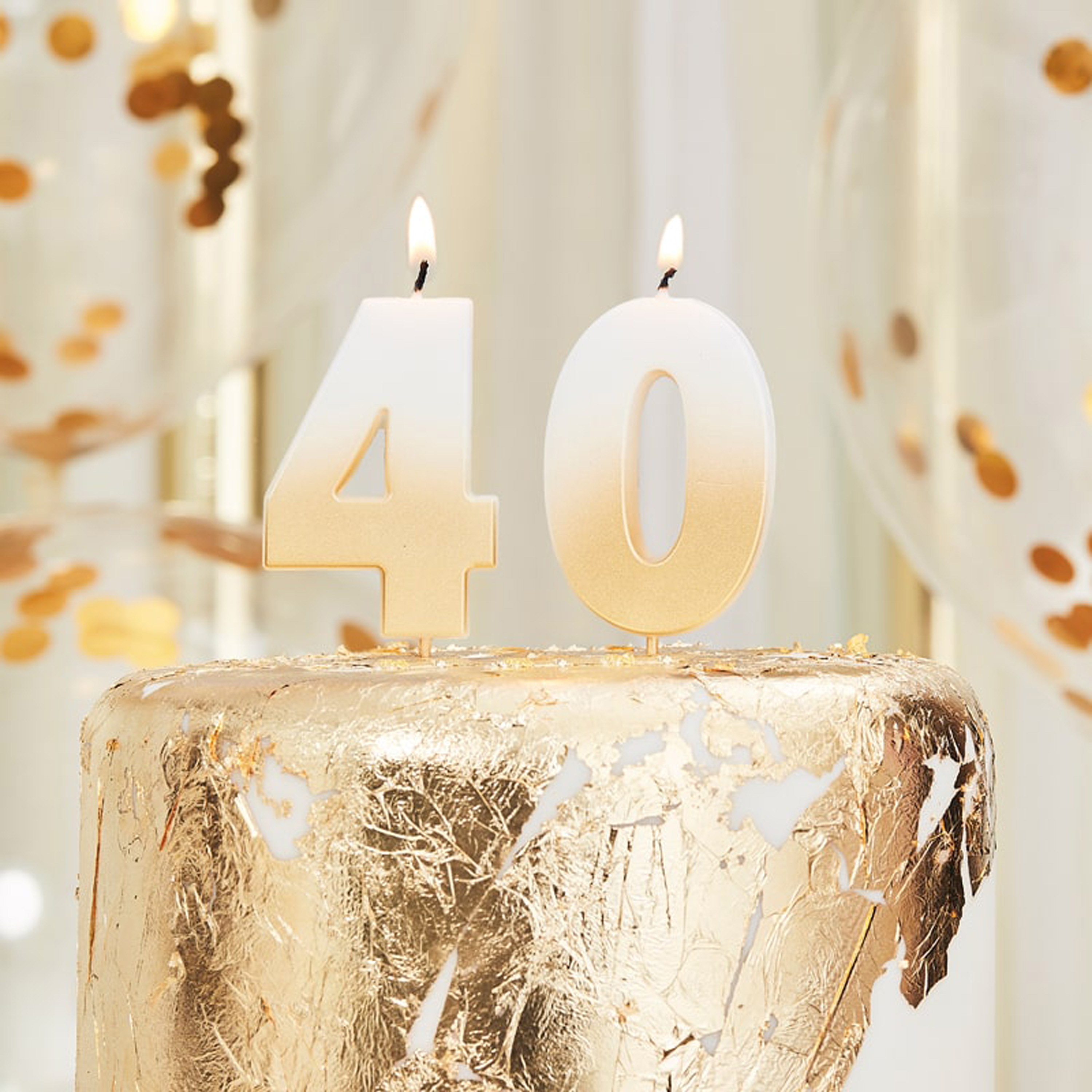 40th Gold Ombre Birthday Cake Candle | Ginger Ray
