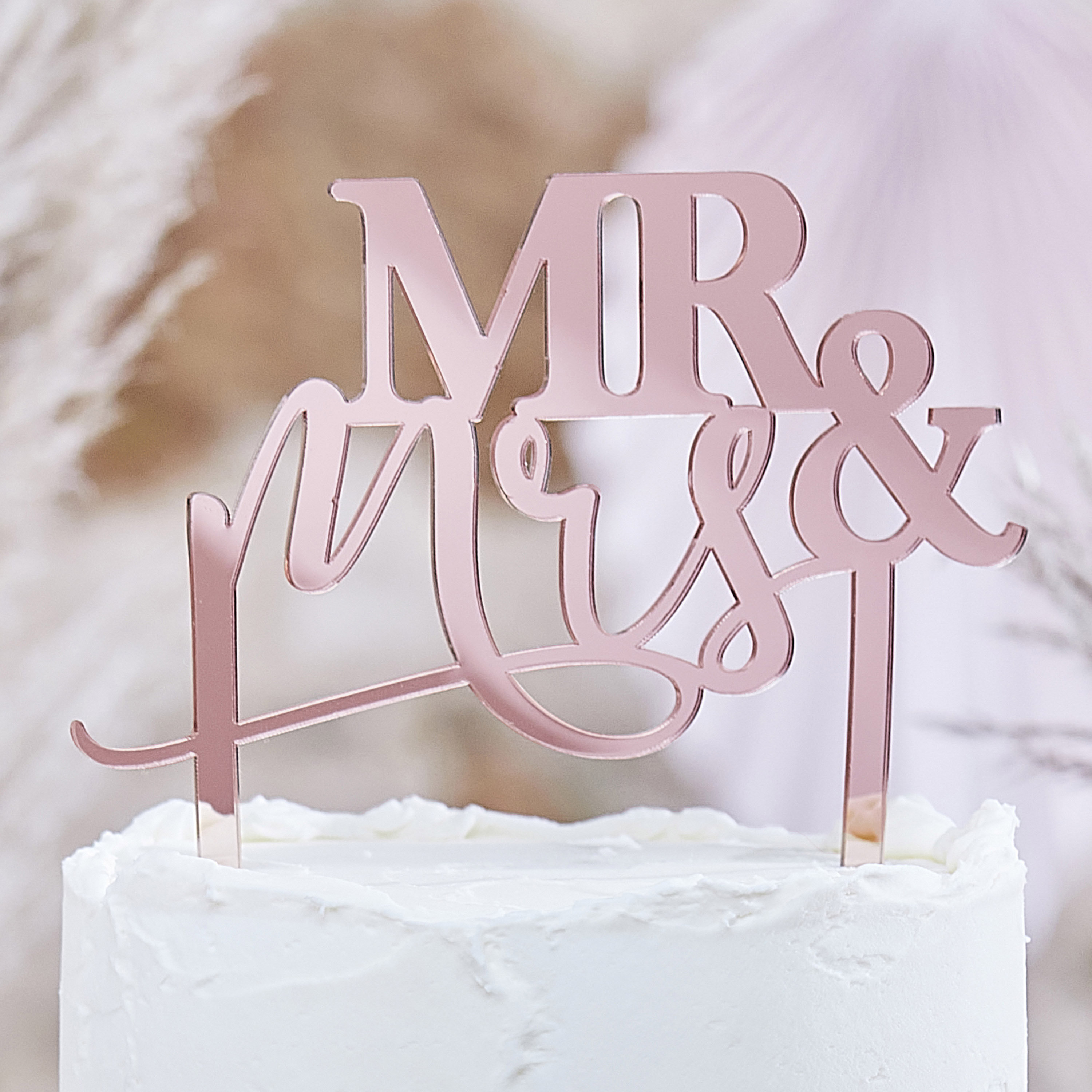 Mr And Mrs Rose Gold Acrylic Wedding Cake Topper Ginger Ray