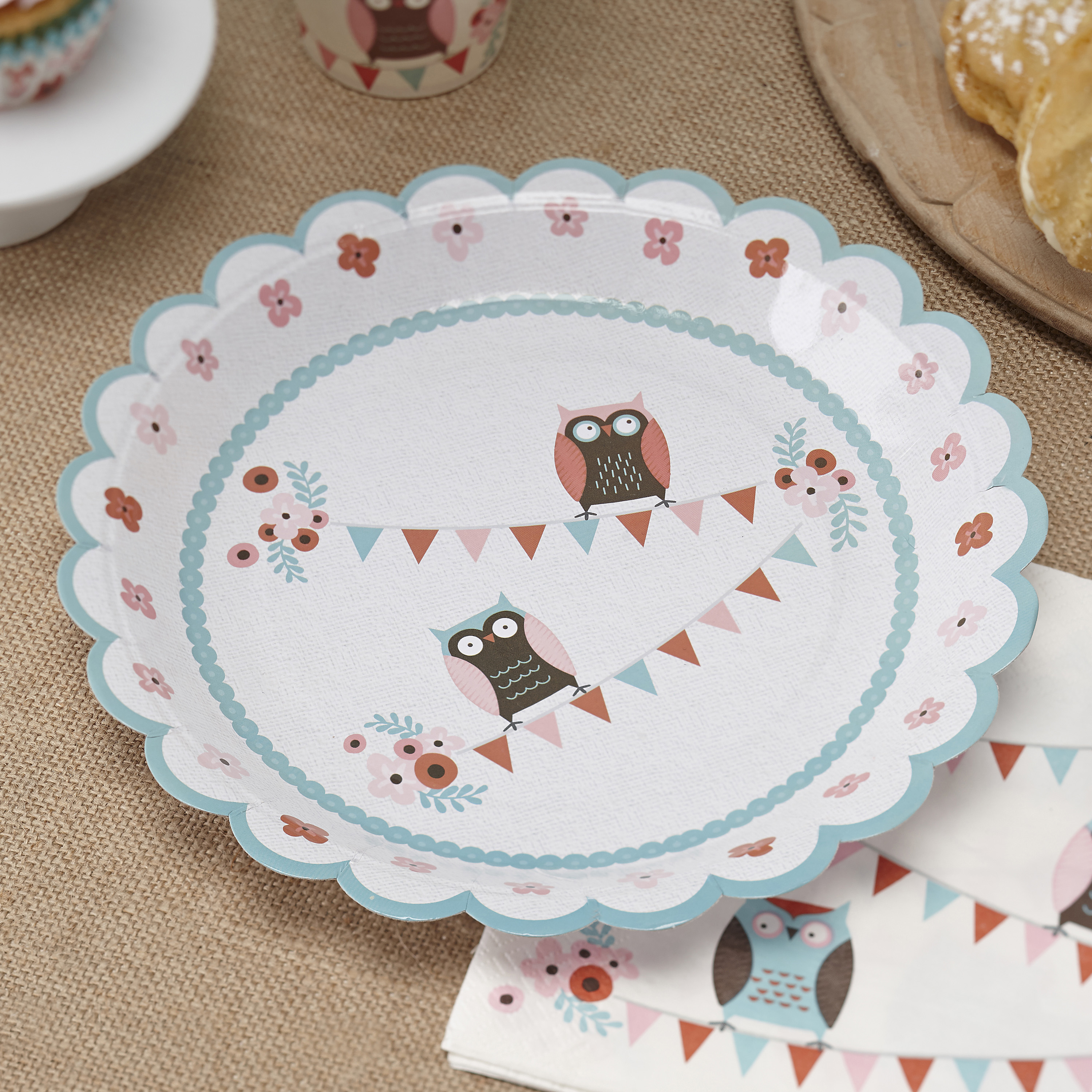 Patchwork Owl Paper Plates | Ginger Ray