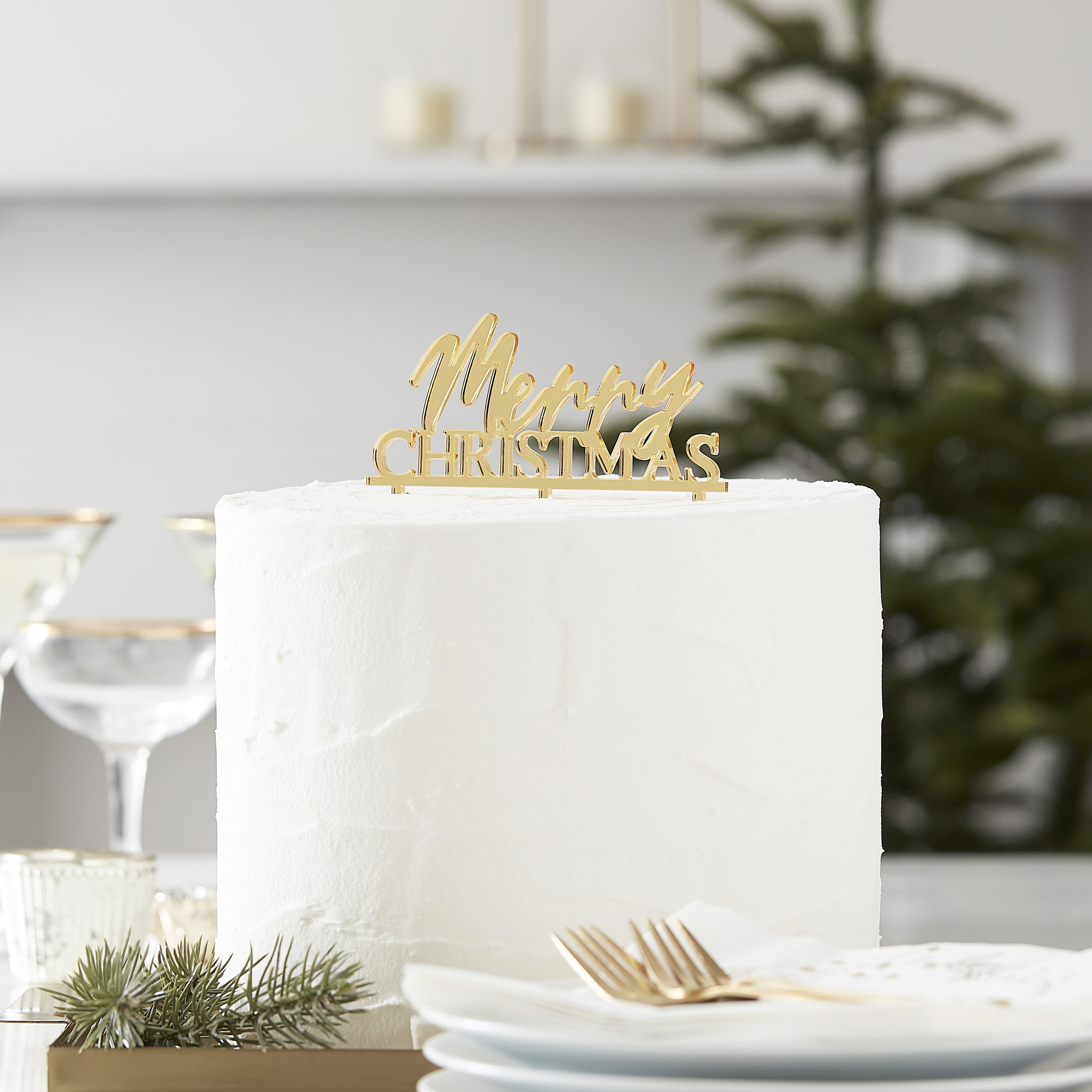 Merry Christmas Gold Acrylic Cake Topper | Ginger Ray