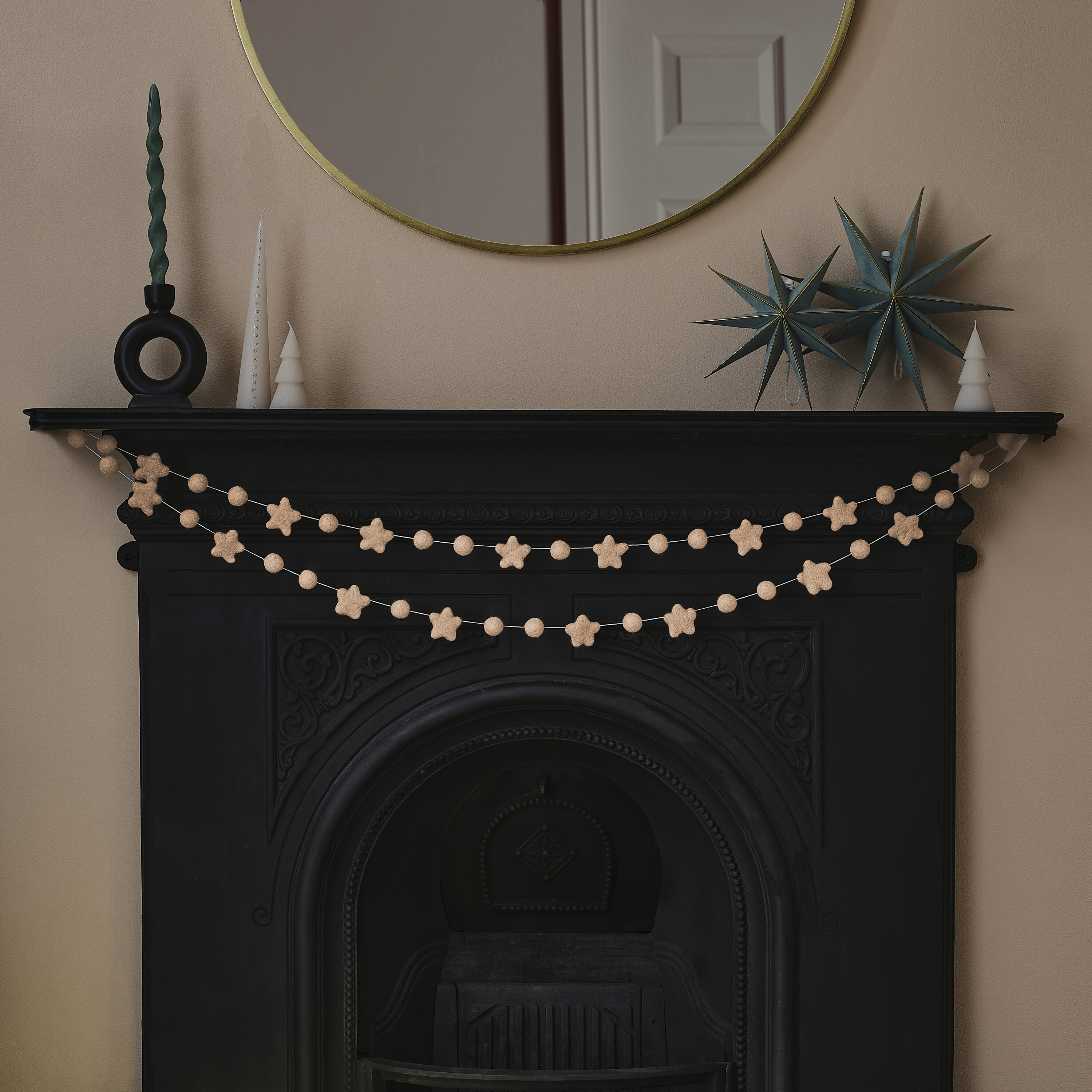 Blush Pink Felt Star and Bead Christmas Garland | Ginger Ray