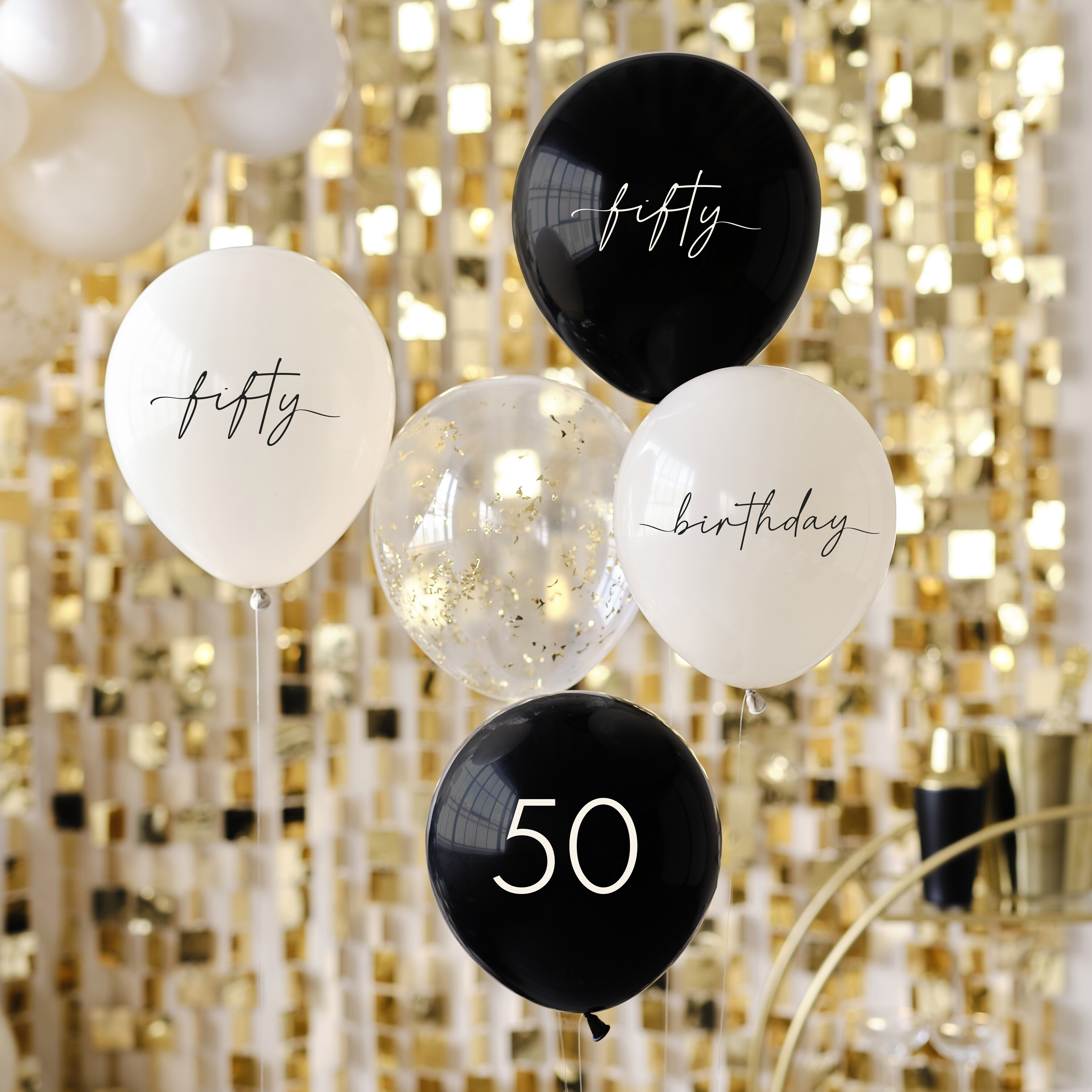 Black, Nude, Cream and Champagne Gold 50th Birthday Party Balloons ...