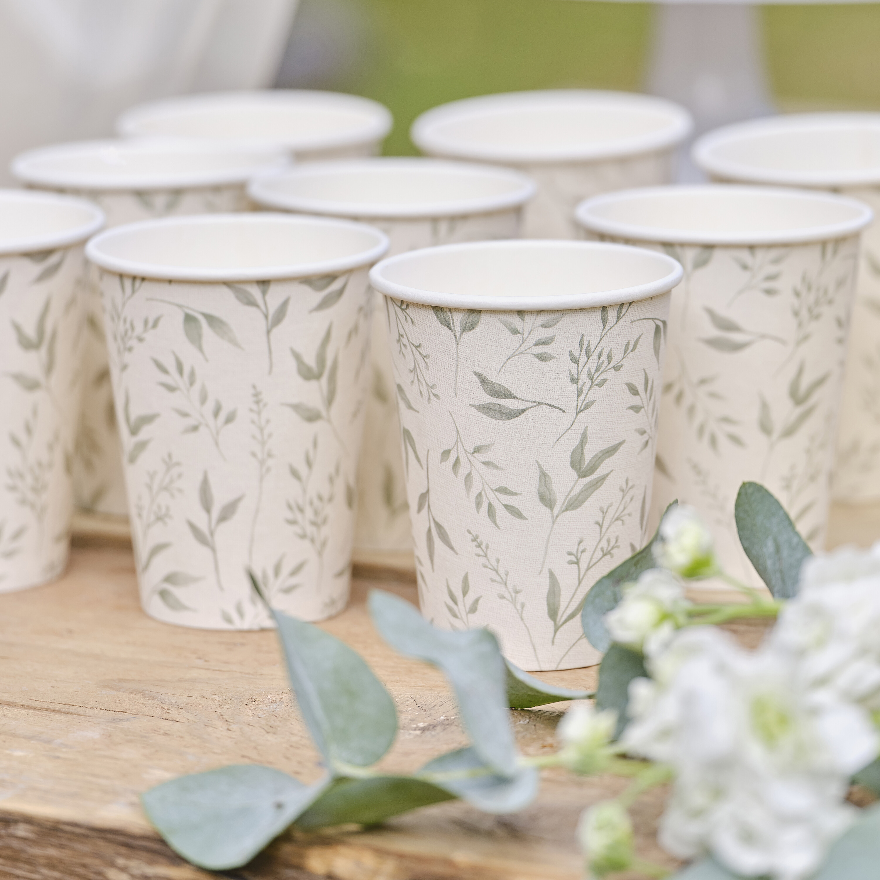 White and Green Christening Paper Cups | Ginger Ray