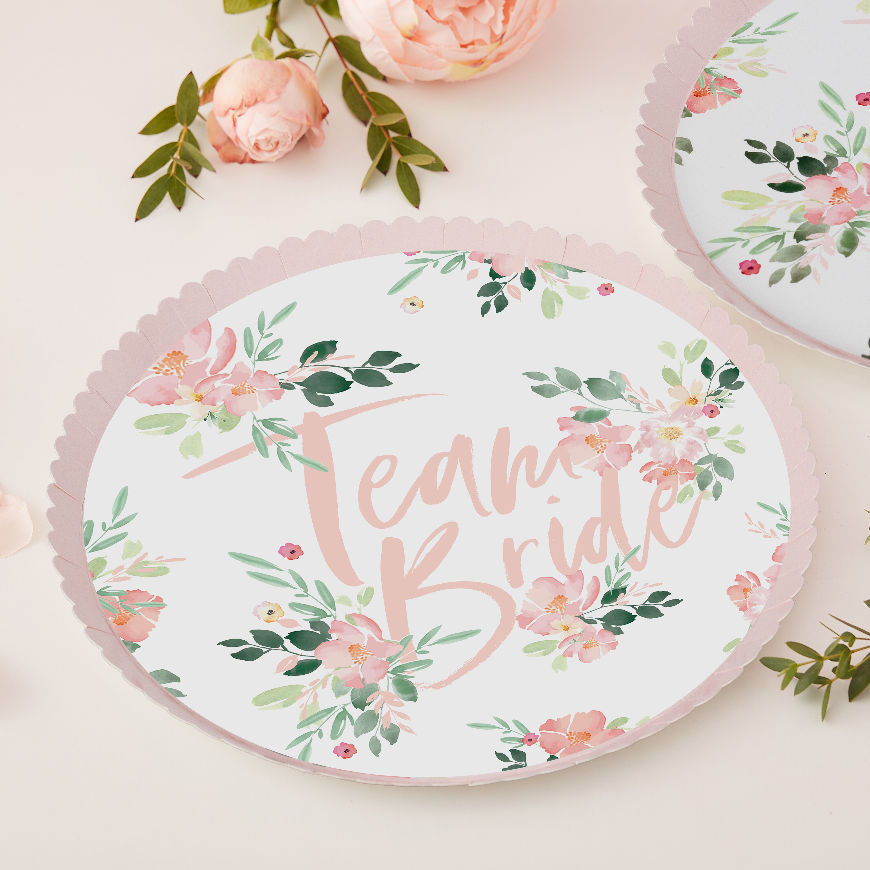 Team Bride Pink Floral Plates | Ginger Ray