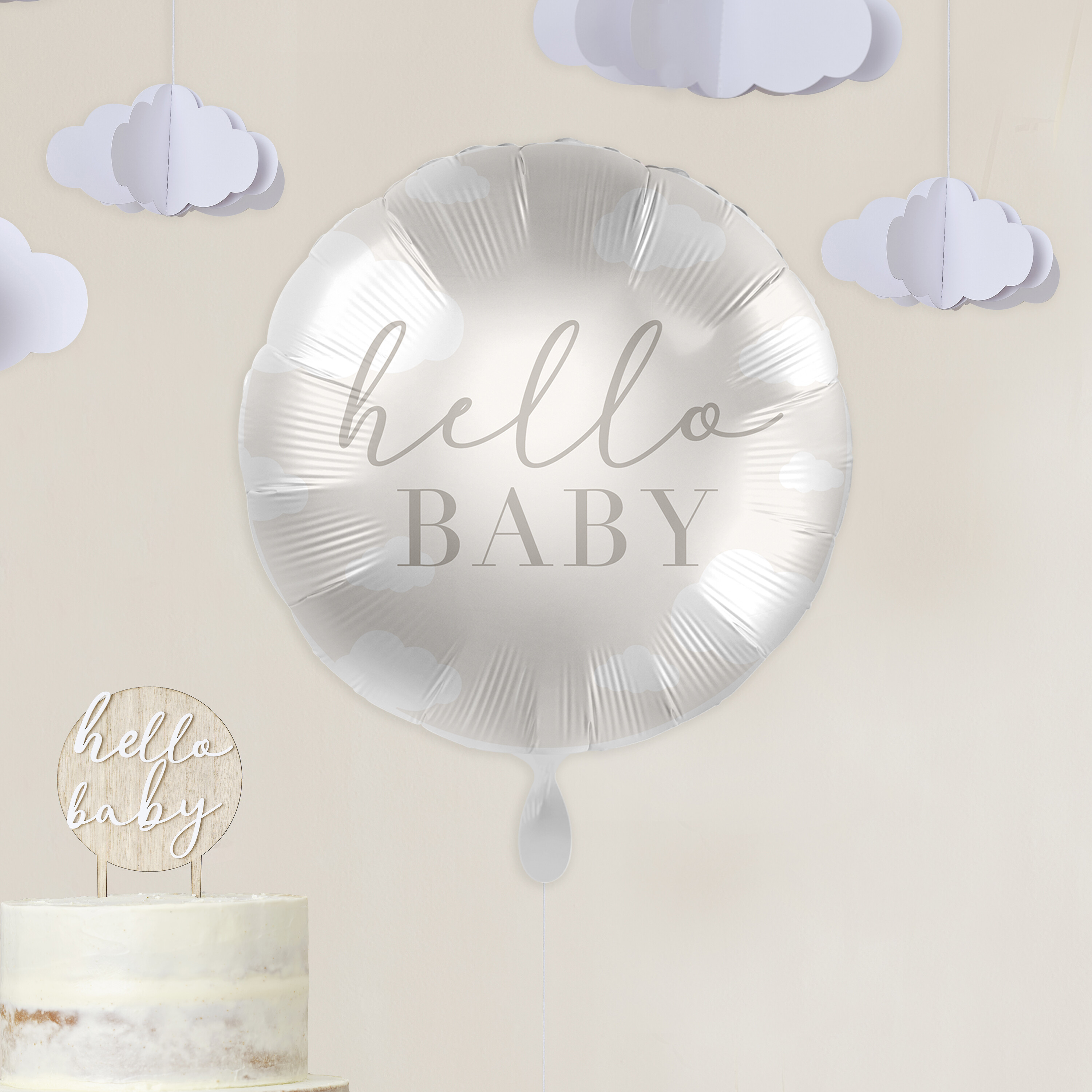 Hello Baby Clouds Baby Shower Helium Balloon Delivered | Ginger Ray