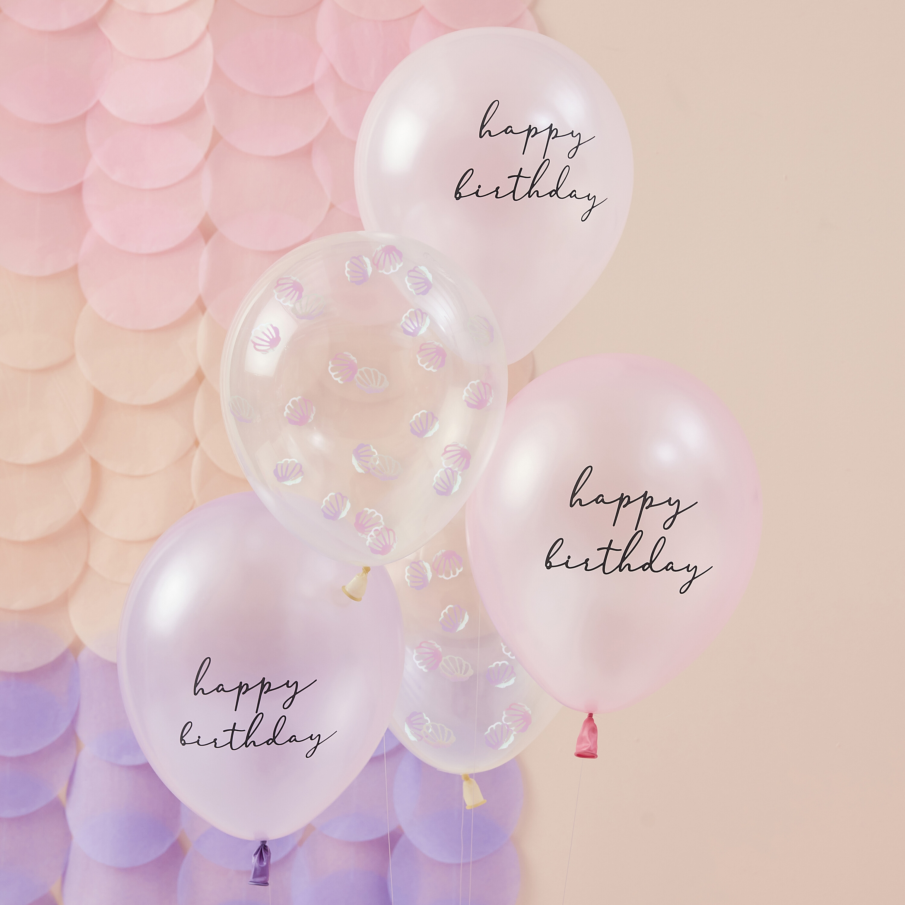 Pearlised Pink & Shell Confetti Balloon Bundle | Ginger Ray