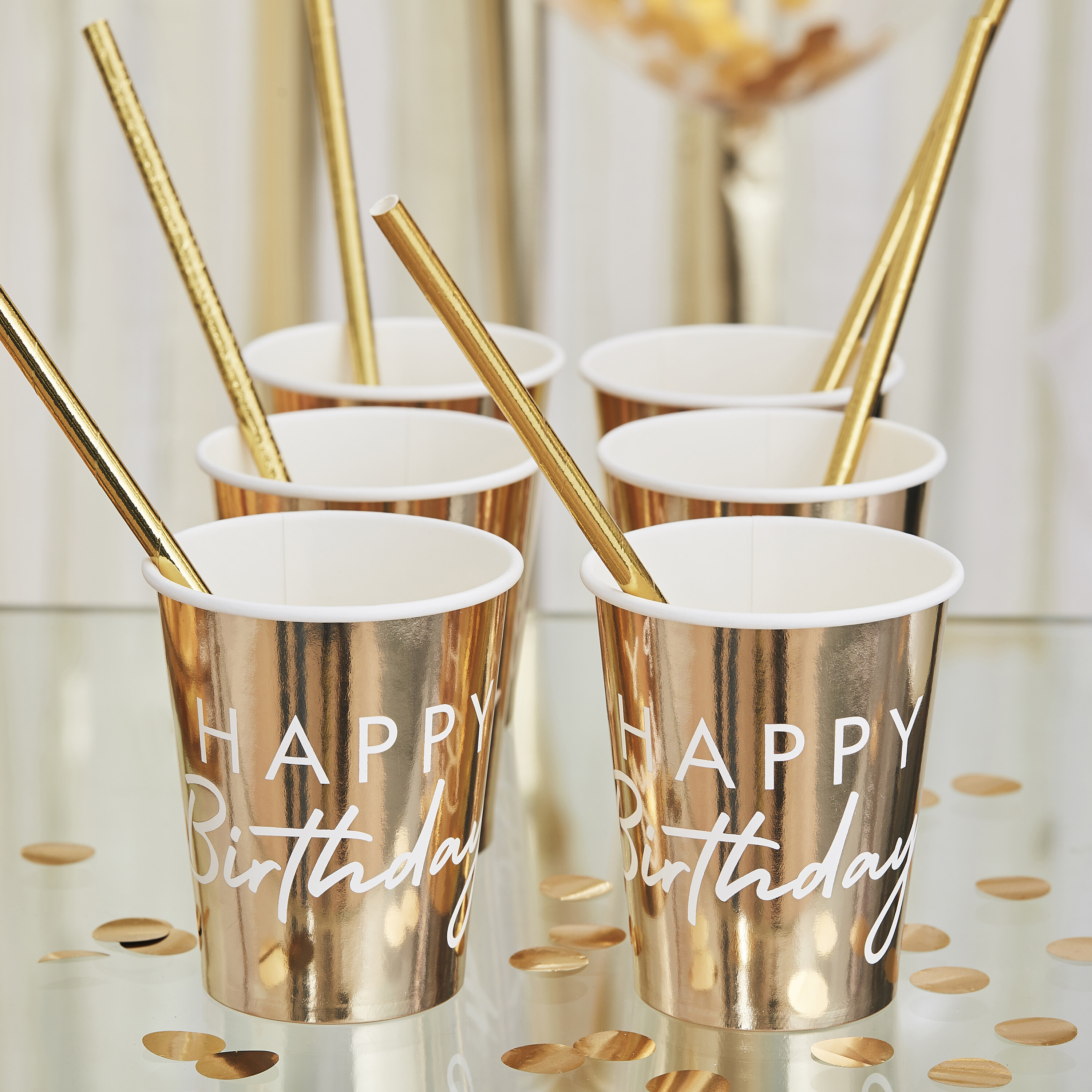Gold Happy Birthday Party Cups | Ginger Ray