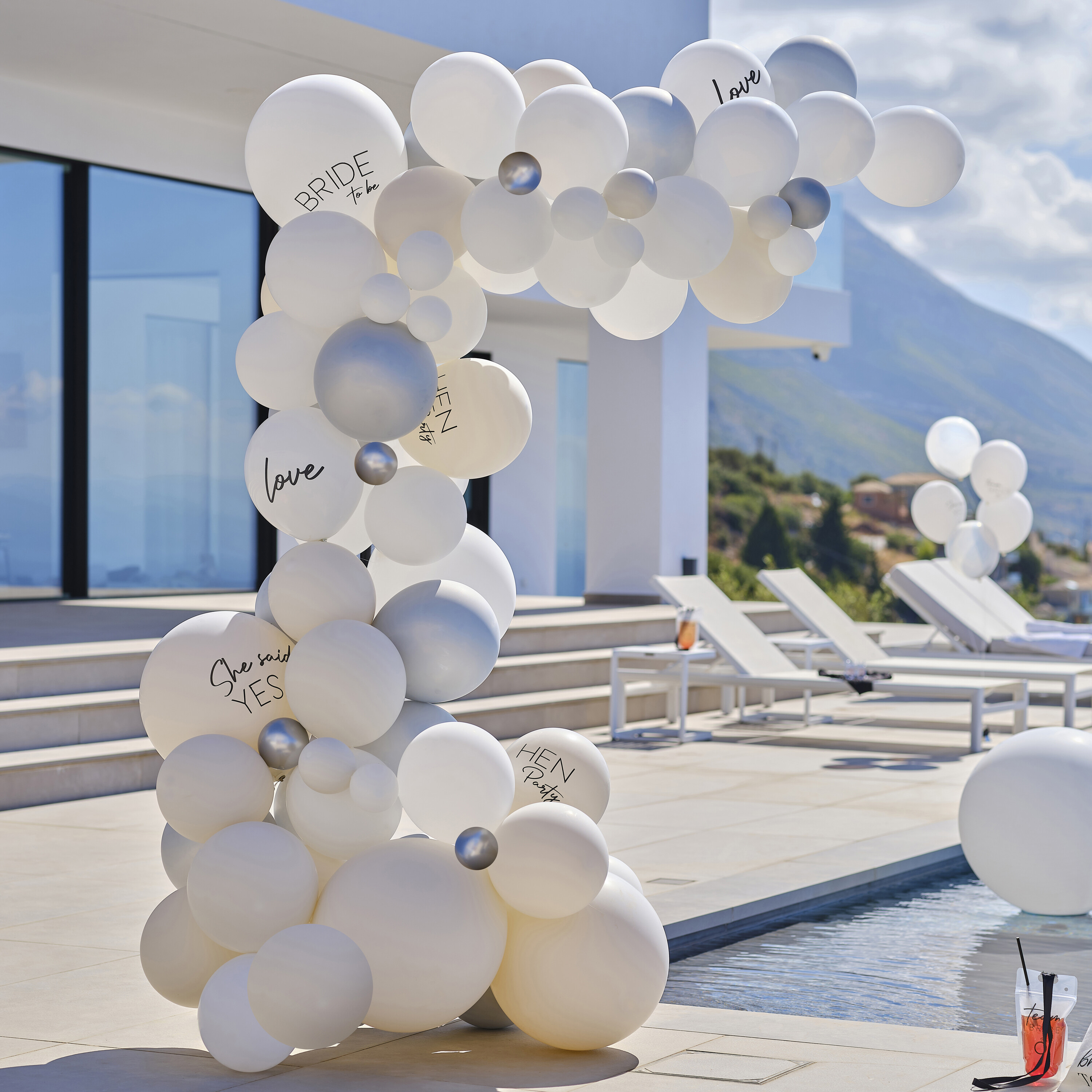 White & Silver Hen Party Balloon Arch Kit | Ginger Ray