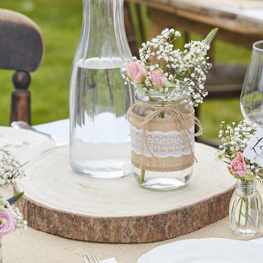 log slice wedding centrepiece